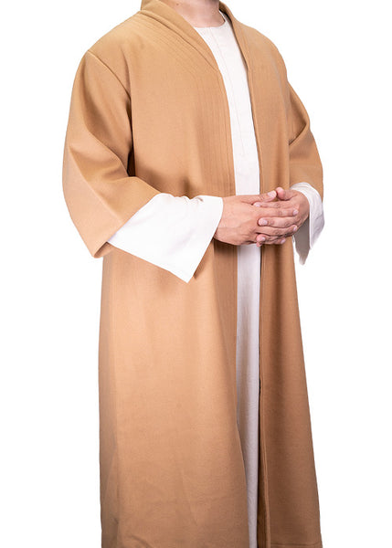 Camel Brown Half Sleeve Wool Jubbah - Ibreez Collections